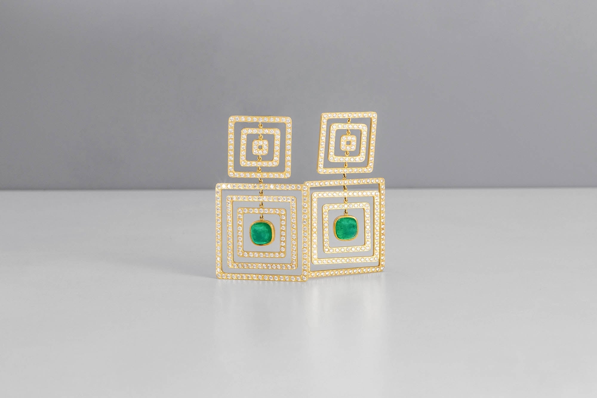Diamond and Emerald Earrings in Gold Todd Reed Luxury Jewelry TRDE472-em-1